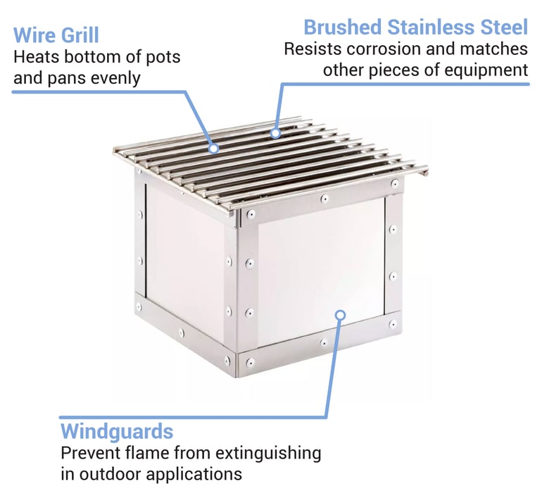 Cal-Mil 3407-55 12" Square Chafer Grill w/ Fuel Holder, Stainless