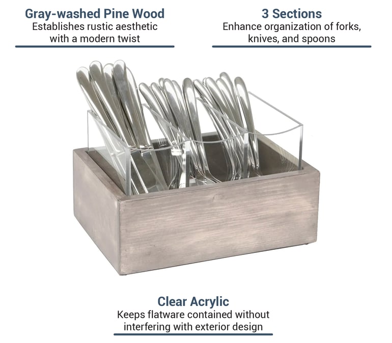 Cal-Mil 3408-110 3 Compartment Flatware Holder - 9"W x 6"D x 5 1/4"H ...