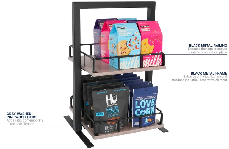 Cal-Mil 3494-2-110 2 Level Tiered Merchandiser - 12" x 12" x 21", Gray ...