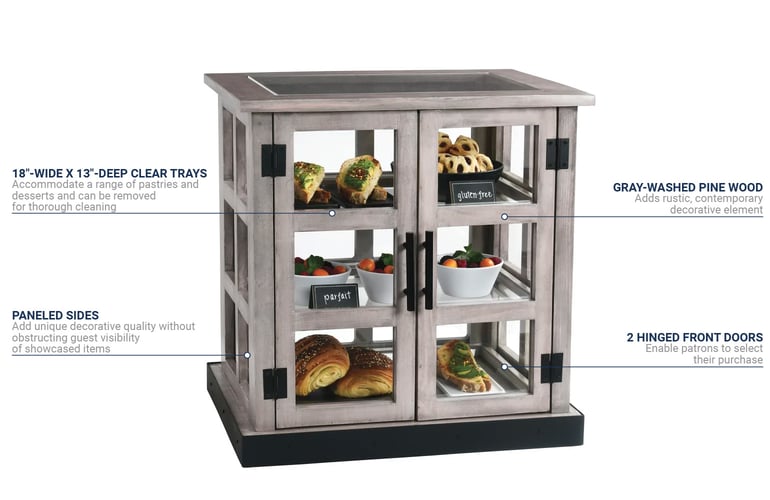 Cal-Mil 3621-110 3 Tier Pastry Display Case w/ Hinged Doors - 25"W x 17 ...