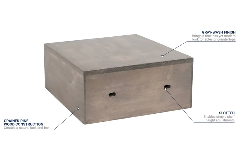 Cal-Mil 3628-4-110 12" Square Display Riser Crate - 4"H w/ Brackets ...