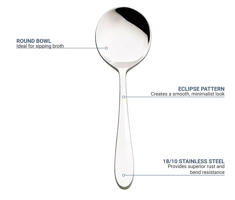 Browne 6" Bouillon Spoon with 18/10 Stainless Grade, Eclipse Pattern ...