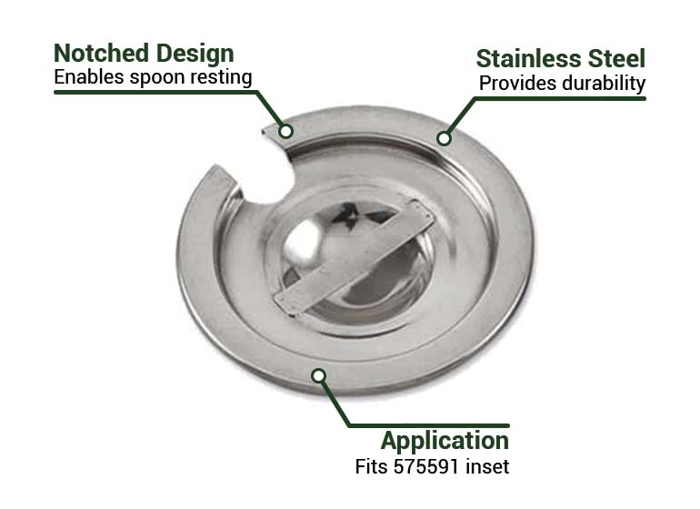 Browne 11 qt Vegetable Inset Cover - Notched, Stainless Steel (575592)