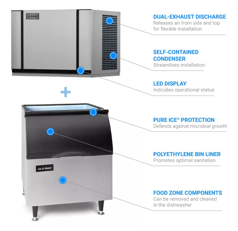 Ice-O-Matic CIM0636HA/B40PS 600 lb Elevation Series™ Half Cube Ice ...