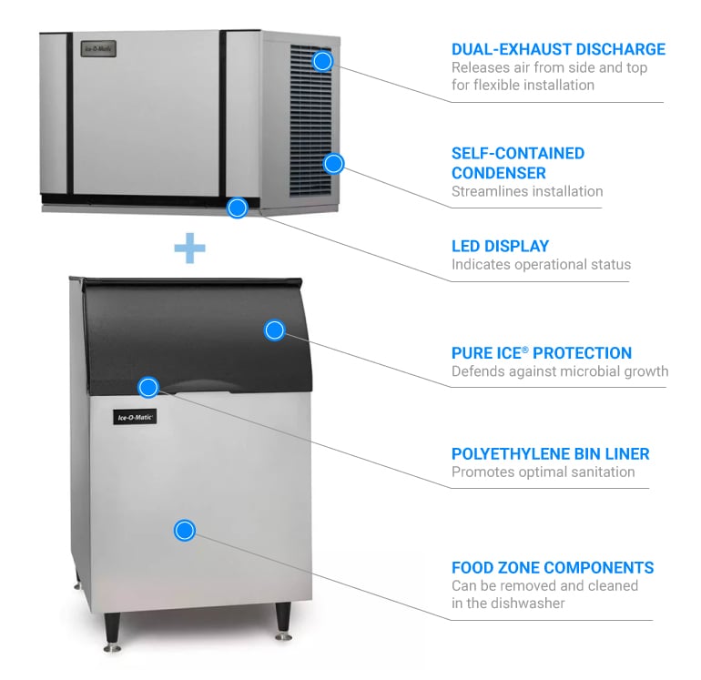 Ice-O-Matic CIM0636HA/B55PS 600 lb Elevation Series™ Half Cube Ice ...
