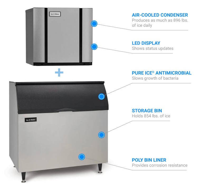 Ice-O-Matic CIM0836HA49/B110PS/BPF-1 896 lb Elevation Series™ Half Cube ...