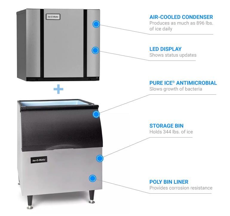 Ice-O-Matic CIM0836HA49/B40PS 896 lb Elevation Series™ Half Cube Ice ...