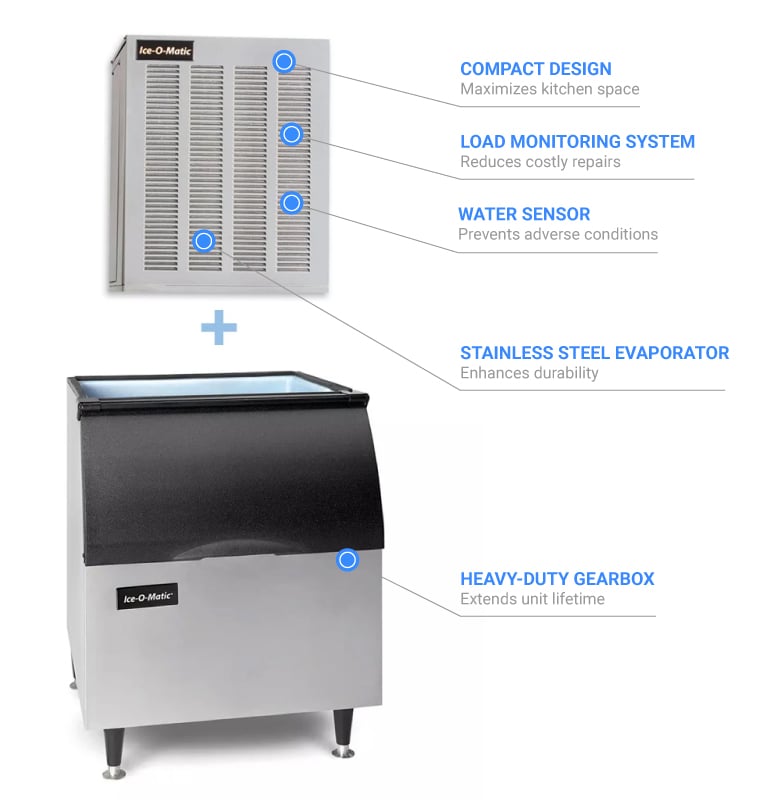 Ice-O-Matic GEM0650A/B40PS/KBT19 740 lb Pearl Ice® Nugget Ice Machine w ...