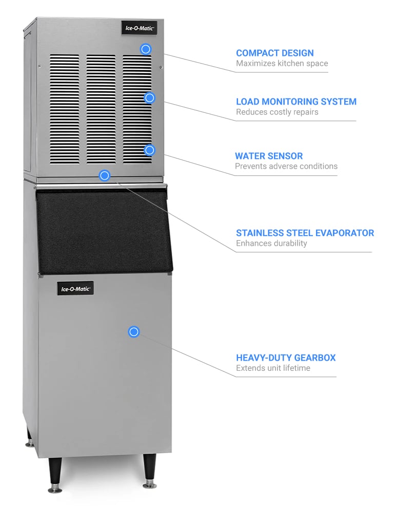 Ice-O-Matic GEM0650A/B42PS/KBT24 740 lb Pearl Ice® Nugget Ice Machine w ...