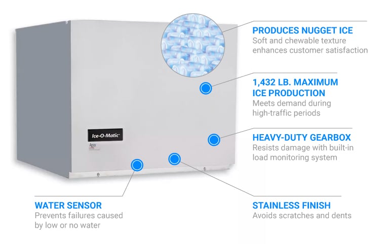 Ice-O-Matic ICE1506HR49 30 3/8" ICE Series™ Half Cube Ice Machine Head ...