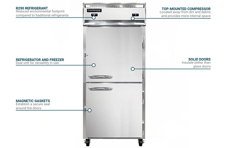 Continental 1RFXNSAHD 36 1/4" One Section Commercial Combo Refrigerator ...