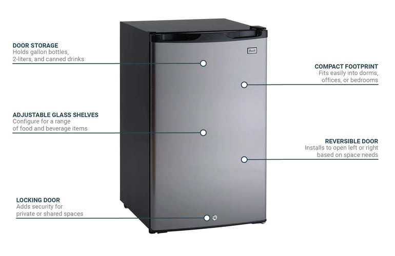 Avanti AR4456SS 4.4 cu ft Compact Refrigerator w/ Solid Door ...