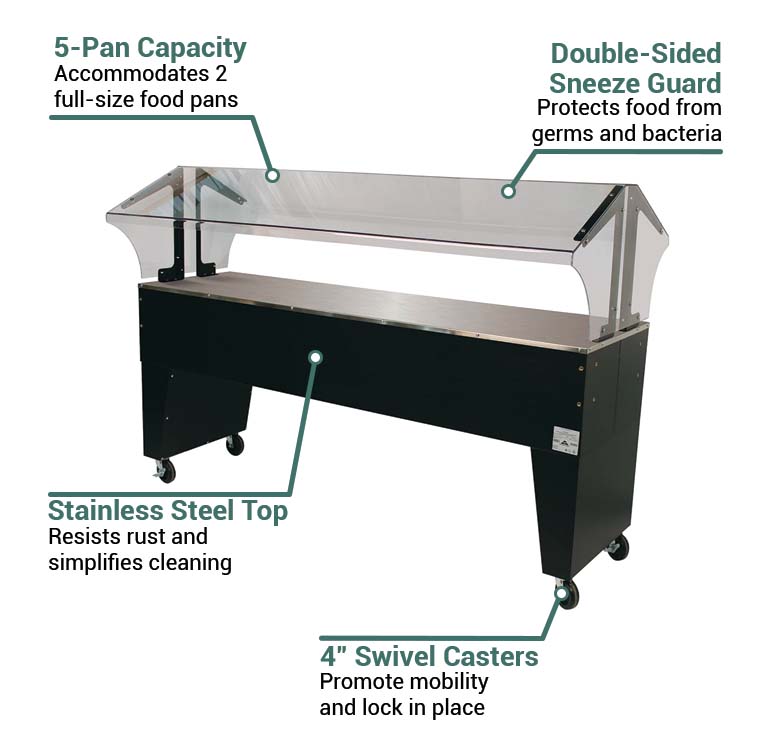 Advance Tabco B5-STU-B 77 3/4" Mobile Food Bar w/ Open Base & Stainless ...