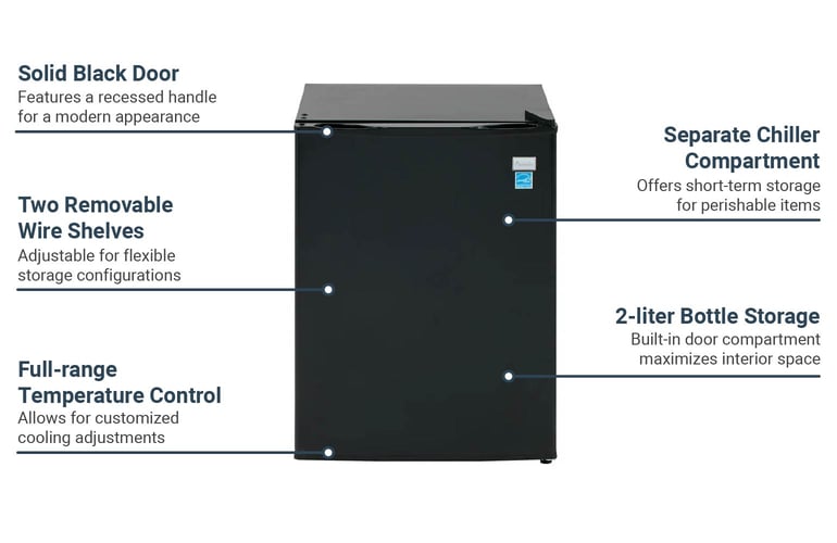 Avanti RM24T1B 2.4 cu ft Compact Refrigerator w/ Solid Door - Black, 120v