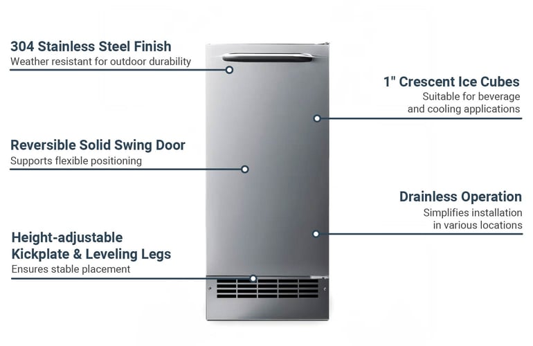 Summit BIM27OSADA 15"W Crescent Cube Undercounter Ice Machine - 25 lbs ...