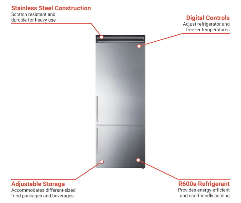 Summit FFBF279SSXIMH72 14.6 cu ft Compact Home Refrigerator & Freezer w ...
