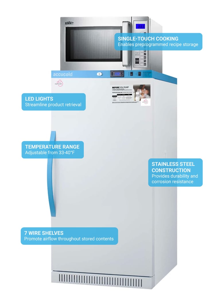 Accucold 8 cu ft MOMCUBE Breast Milk Refrigerator w/ Microwave ...