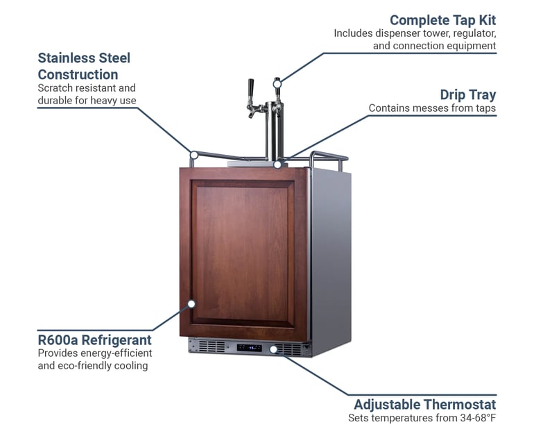 Summit SBC682PNRWKDTWIN 24" Draft Wine System w/ (3) 1/6 Keg Capacity ...