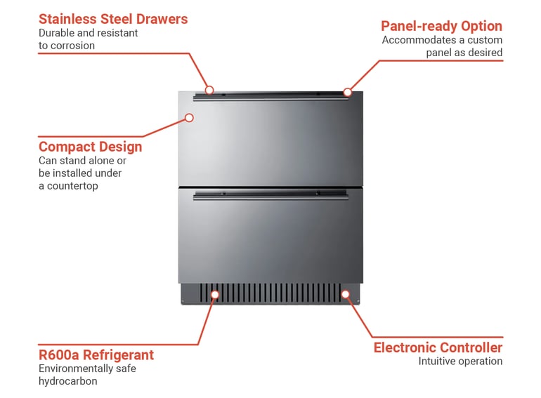 Summit SPR275OS2DADA 27" W Undercounter Refrigerator w/ (1) Section ...