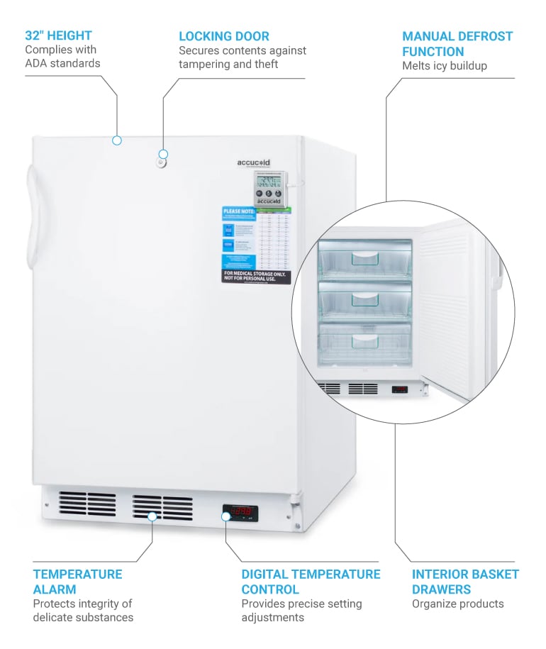 Accucold 24" One-Section Undercounter Medical Laboratory Freezer ...