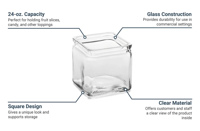 American Metalcraft GJ24 24 oz Square Glass Jar