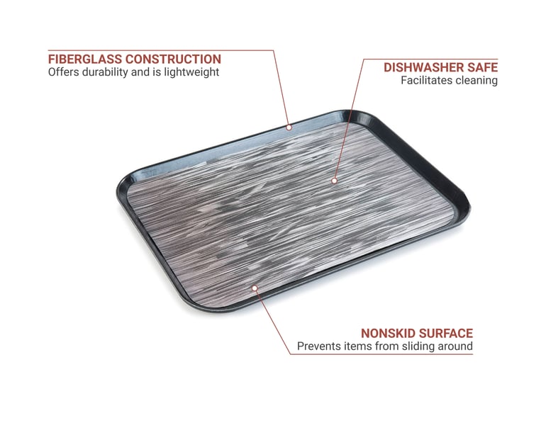 Dinex DXSMC1418NSQ03 Rectangular Dietary Tray - For Patient Feeding, 14 ...