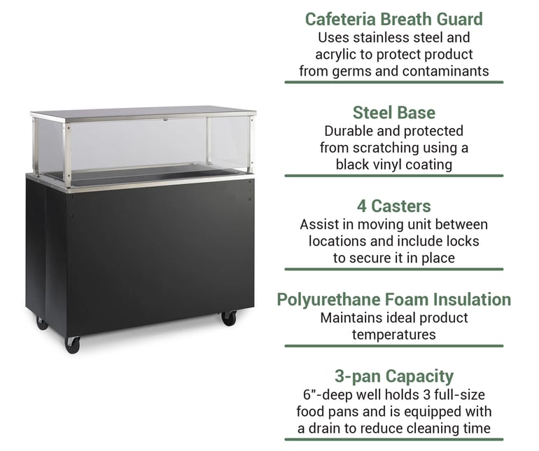 Vollrath 39714 46" Affordable Portable™ Cold Food Bar - (3) Pan ...