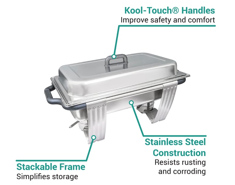 Vollrath 99860 Full Size Chafer w/ Lift-off Lid & Chafing Fuel Heat
