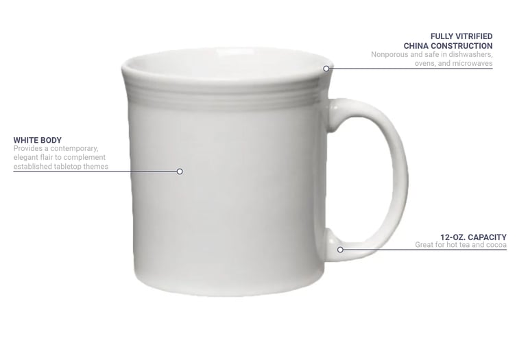 Fiesta 12 oz Fiesta® Java Mug - China, White (HL570100)