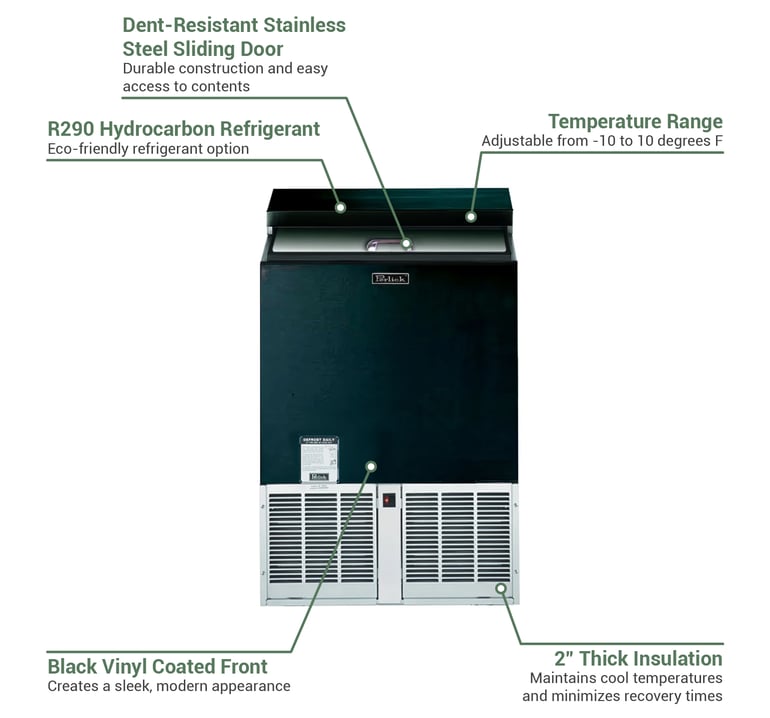Perlick FR24RT-BS-STK 1 Section Glass Chiller w/ 90 Mug Capacity, Black ...