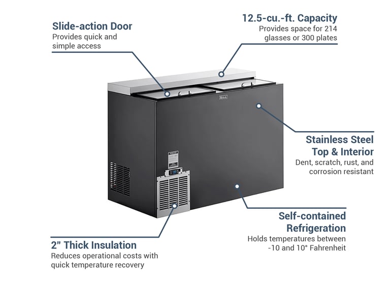 Perlick FR48RT-3 2 Section Glass Chiller w/ 214 Mug Capacity, Black, 120v