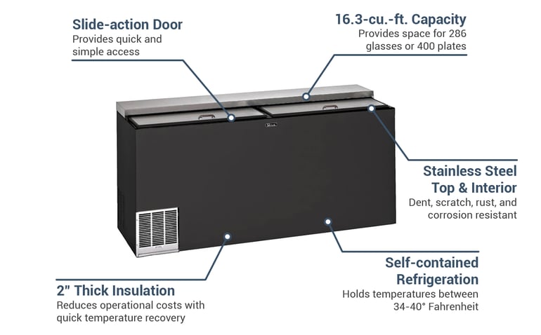 Perlick FR60RT-3 2 Section Glass Chiller w/ 286 Mug Capacity, Black, 120v