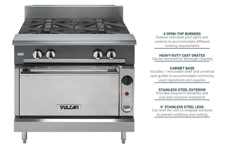 Vulcan V4B24B 24" 4 Burner Gas Range w/ Storage Base, Natural Gas