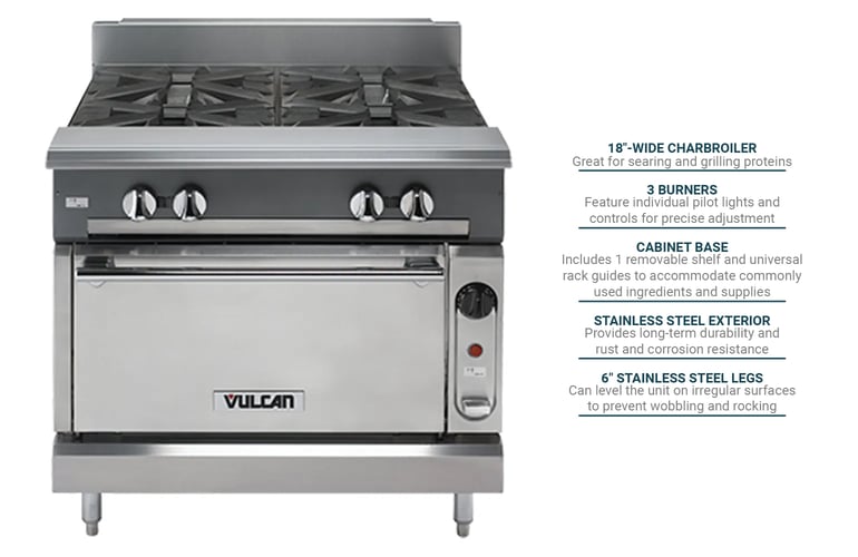 Vulcan VCBB18B 18" Gas Range w/ Charbroiler & Storage Base, Liquid Propane
