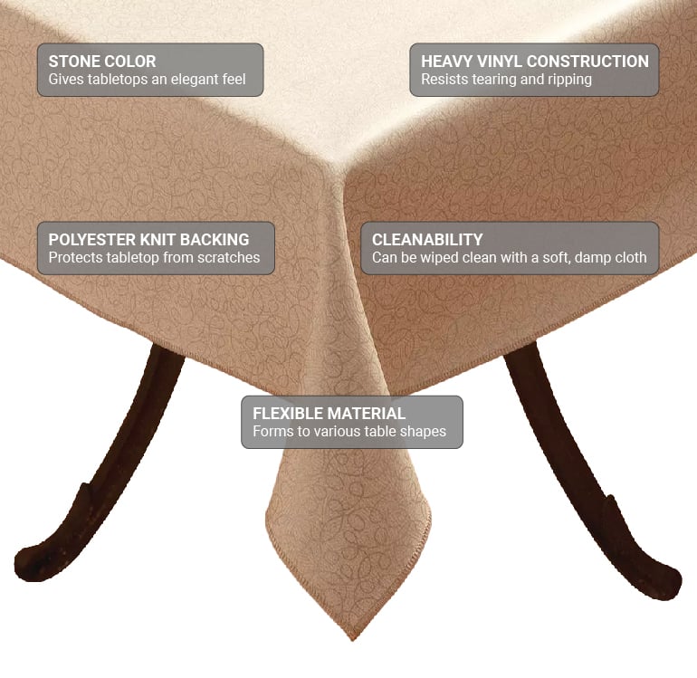 Marko 52" Square Tablecloth - Vinyl, Stone (59035252SM382)