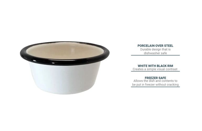 Tablecraft 10959 3 oz Enamelware Collection™ Ramekin - Porcelain, White