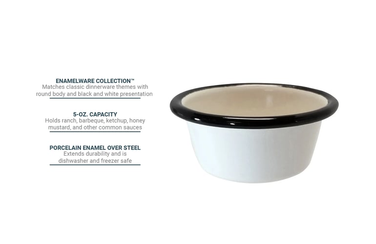 Tablecraft 11046 5 oz Enamelware Collection™ Ramekin - Porcelain, White