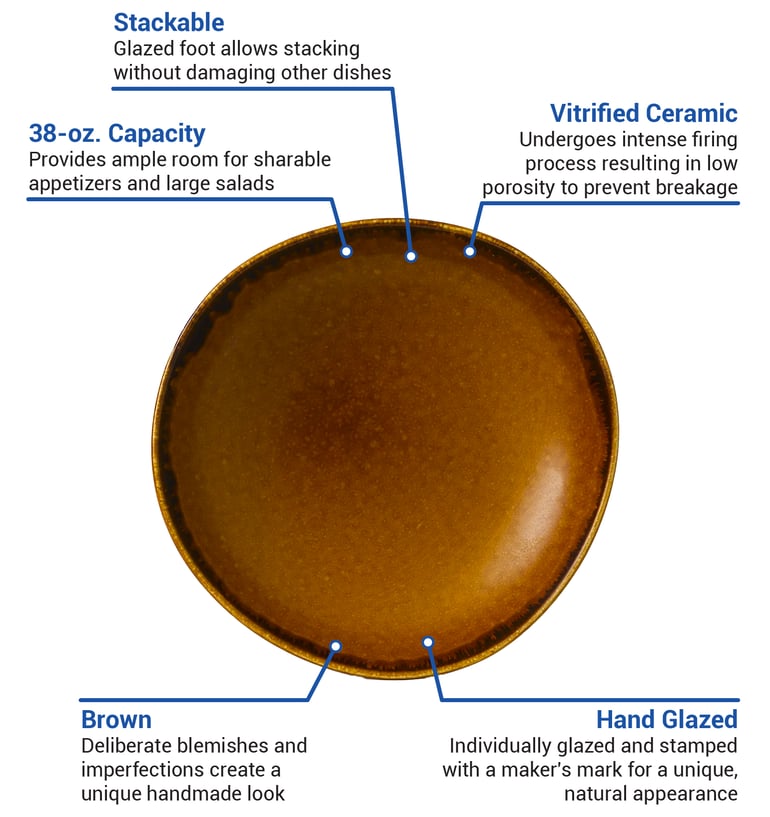 Dudson HB253 38 oz Round Harvest Trace Bowl - Ceramic, Brown