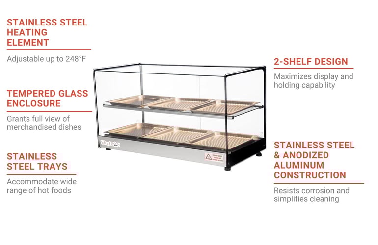 Skyfood FWDS2-33-6P 33" Full Service Countertop Heated Display Case ...