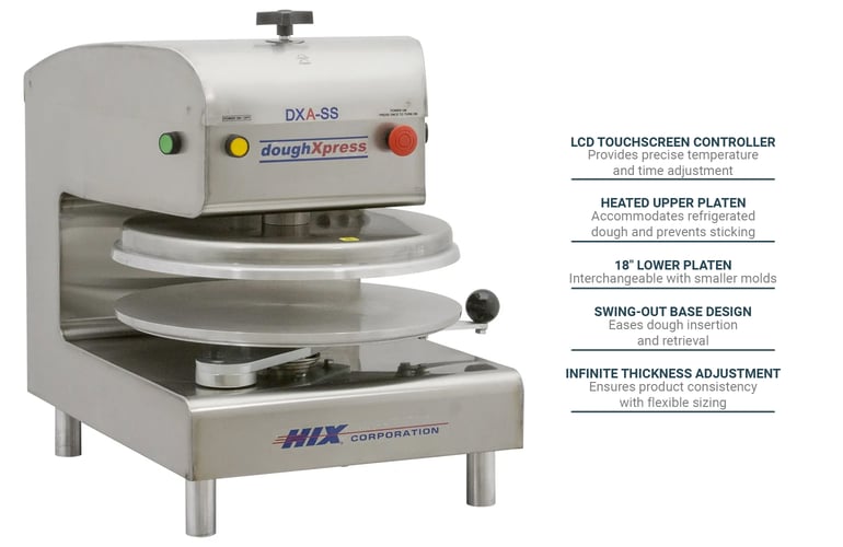 DoughXpress DXA-SS-120 Automatic Pizza Dough Press, Aluminum Platens, 120