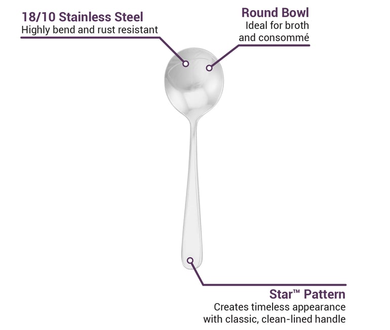 Walco WL0812 7" Bouillon Spoon with 18/10 Stainless Grade, Star Pattern