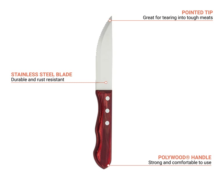 Walco WL840529R 4 3/4" Big Red Steak Knife w/ Polywood Handle