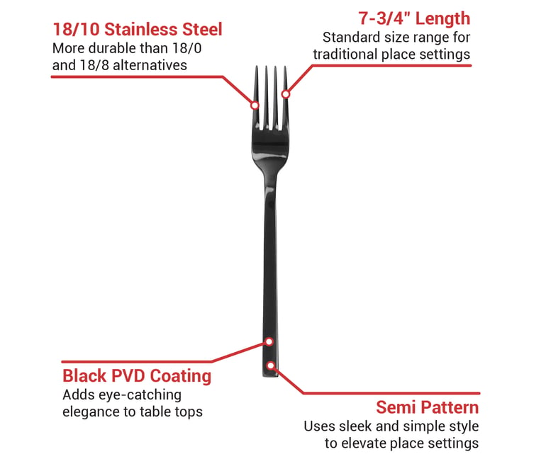 Walco WLBK0905 7 3/8" Dinner Fork with 18/10 Stainless Grade, Semi Pattern