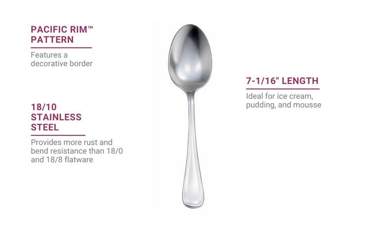 Walco WLPAC07 7 1/16" Dessert Spoon with 18/10 Stainless Grade, Pacific ...