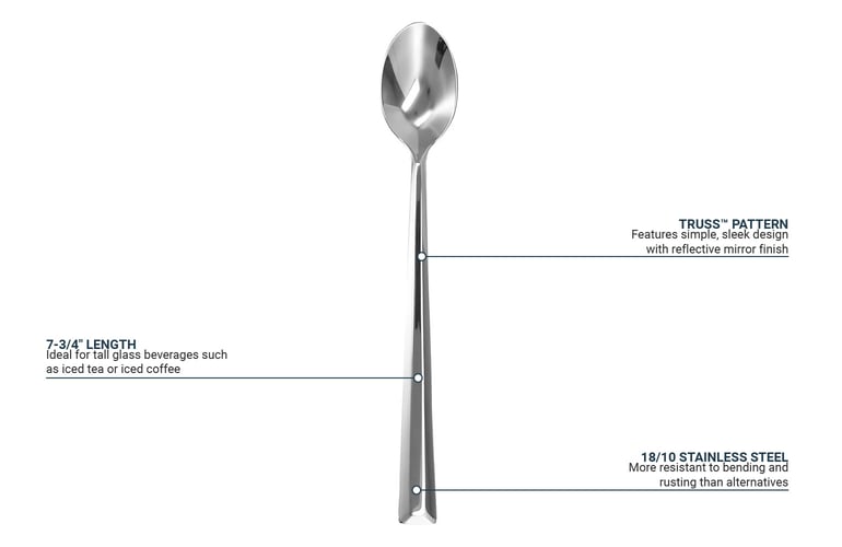 Walco WLTRU04 7 3/4" Teaspoon with 18/10 Stainless Grade, Truss Pattern