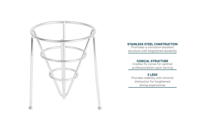 GET 5" Round Wire Fry Cone Basket - 6"H, Stainless Steel (4-83888)