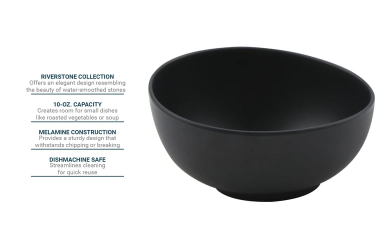GET 10 oz Round Melamine Bouillon Bowl, Dark Gray (B-1000-DG)