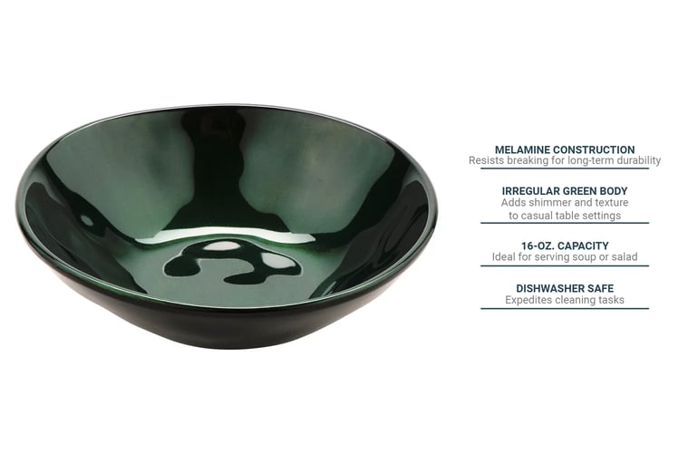 GET 16 oz Round Melamine Soup/Salad Bowl, Cosmo Green (B-18-CSG)