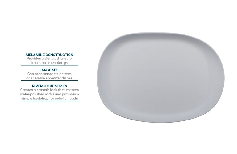 GET 14" x 10" Oval Riverstone Platter - Melamine, White (CS-1410-W)