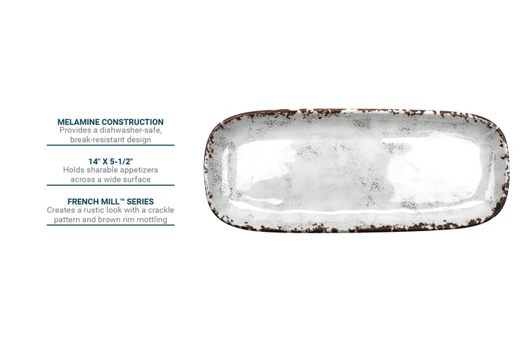 GET 14" x 15 1/2" Rectangular French Mill™ Platter - Melamine, French ...